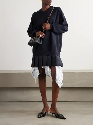 Balenciaga Layered Embroidered Cotton Mini Dress
