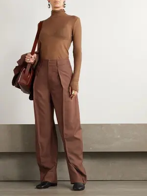 LEMAIRE Seamless Ribbed-knit Turtleneck Top - Brown