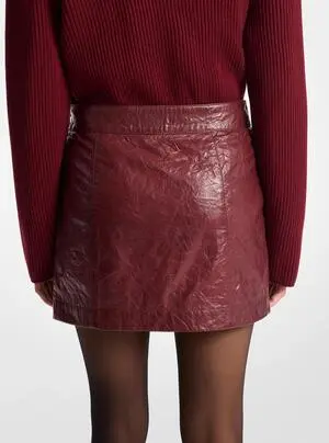 Michael Kors Washed Leather Mini Skirt