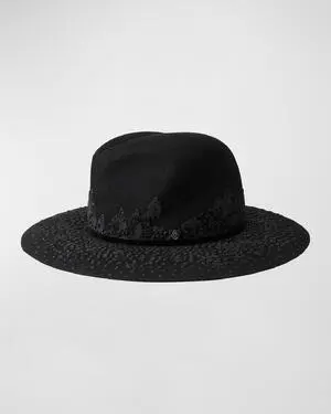 MAISON MICHEL Yoshiko Embellished Fedora - Black