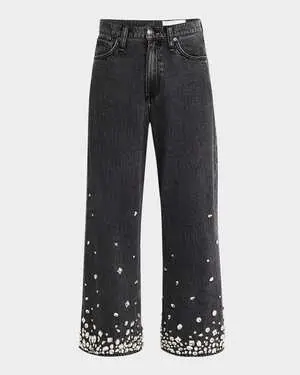 Rag & Bone Rag & Bone Cropped High-Rise Jeans With Crystal Embellishments - Angwthjwl