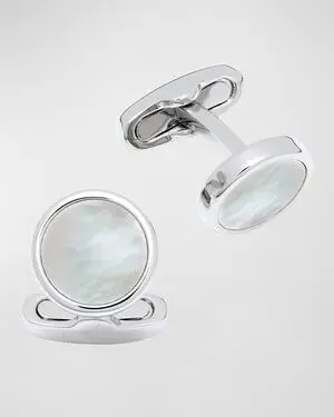 LINK UP Round Mother-of-pearl Cufflinks - White