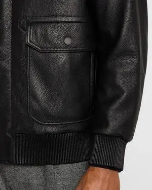 Brioni Soft Grained Deerskin Bomber Jacket - Black