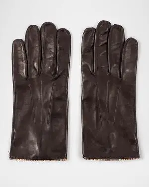 Paul Smith Striped Piping Leather Gloves - Brown