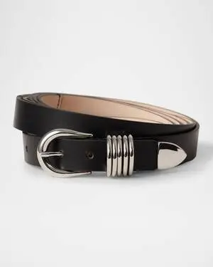 DEHANCHE Dehanche Hollyhock Triple Wrap Calf Leather Belt Black Silver