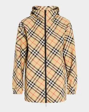 Burberry Burberry Waisted Check Hooded Jacket - Sand Ip Check