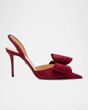 Mach & Mach MACH & MACH Crystal-Embellished Suede Slingback Pumps - Bordeaux