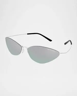 Balenciaga Rimless Cat-eye Sunglasses - Shiny Silver