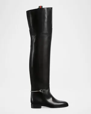 Gucci Gucci Clive Leather Over-the-Knee Boots - Black