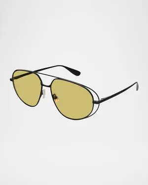 Bottega Veneta Metal Aviator Sunglasses - Matte Black