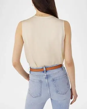 FAVORITE DAUGHTER The Date Sleeveless Satin Bodysuit - Ivory