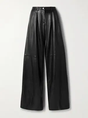 Magda Butrym Pleated Wide-leg Leather Pants