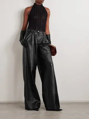 Magda Butrym Pleated Wide-leg Leather Pants