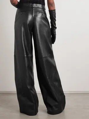 Magda Butrym Pleated Wide-leg Leather Pants