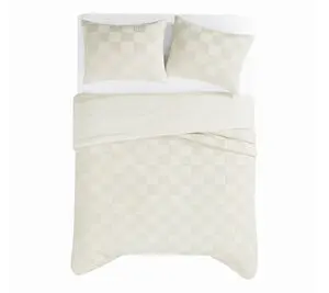 TRULY SOFT Textured Checkered Full/queen 3-piec E Duvet Set