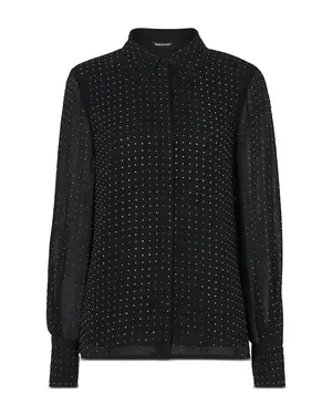 Whistles Hot Fix Sheer Shirt - Black