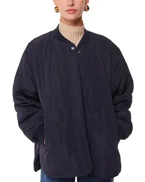 Whistles Ida Short Quilted Coat - Navy