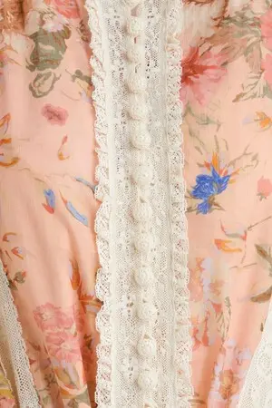Zimmermann Crochet-trimmed Floral-print Mini Dress