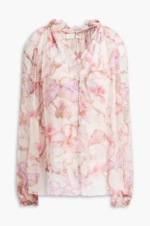 Zimmermann Ruffled Floral-print Crepon Blouse