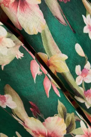 Zimmermann Strapless Shirred Floral-print Linen Midi Dress
