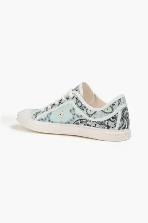 Zimmermann Paisley-print Linen Sneakers - Sky Blue