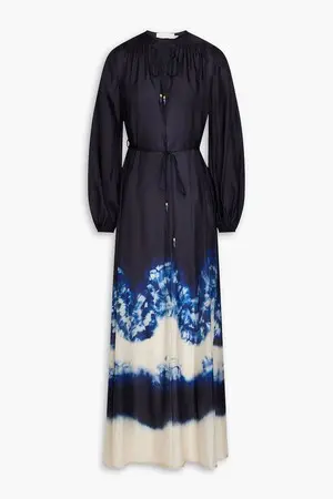 Zimmermann Tiedye Silk-habotai Maxi Dress - Navy