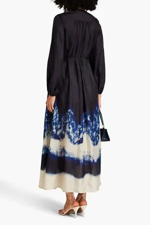 Zimmermann Tiedye Silk-habotai Maxi Dress - Navy