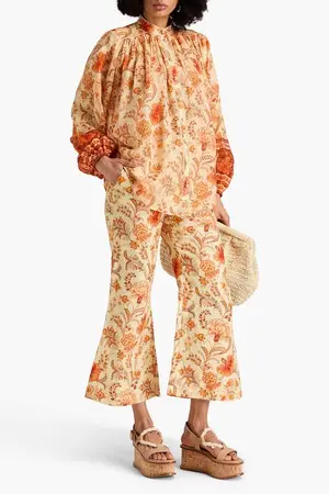 Zimmermann Floral-print Ramie Blouse - Cream