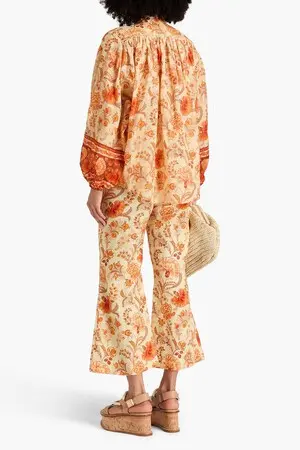 Zimmermann Floral-print Ramie Blouse - Cream