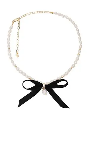 Ettika Velvet Bow Pearl Choker - Cream