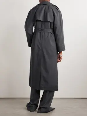 LESET Jane Belted Double-breasted Wool-blend Trench Coat - Gray
