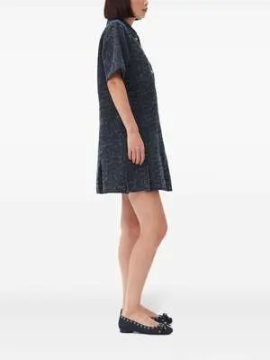GANNI Short-sleeve Denim Mini Dress - Black