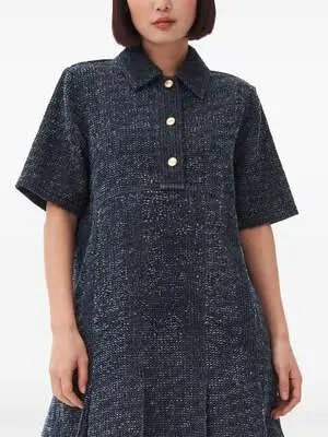 GANNI Short-sleeve Denim Mini Dress - Black