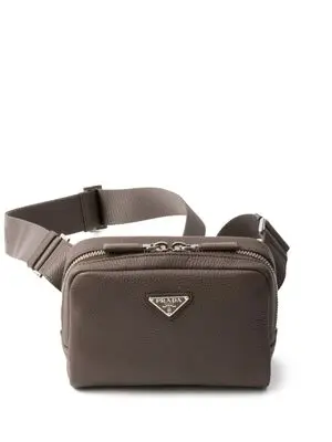 Prada Leather Messenger Bag - Grey