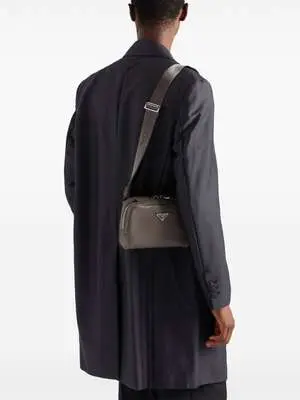 Prada Leather Messenger Bag - Grey