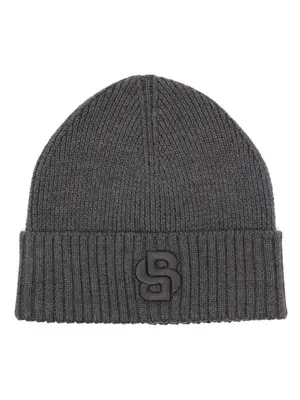 BOSS Logo-embroidered Beanie - Grey