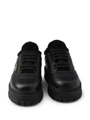 Prada Shearling Leather Sneakers - Black