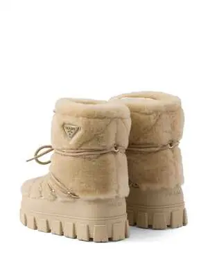 Prada Après Ski Shearling Boots - Neutrals