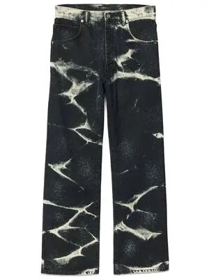 PURPLE BRAND P018 Marble Coated Wide-leg Jeans - Black
