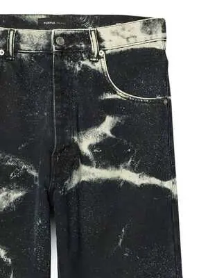 PURPLE BRAND P018 Marble Coated Wide-leg Jeans - Black