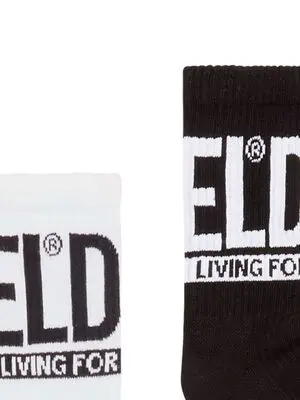 DIESEL Logo-intarsia Socks - Grey