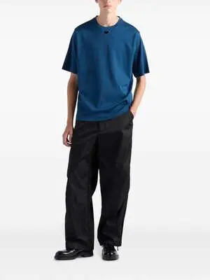 Prada Triangle Logo Cotton T-shirt - Blue