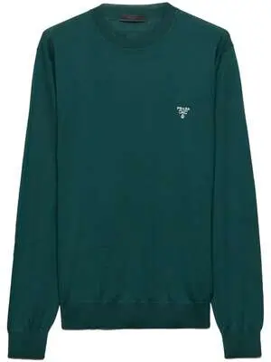 Prada Logo-embroidered Wool Jumper - Green