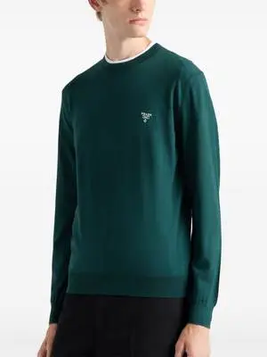 Prada Logo-embroidered Wool Jumper - Green