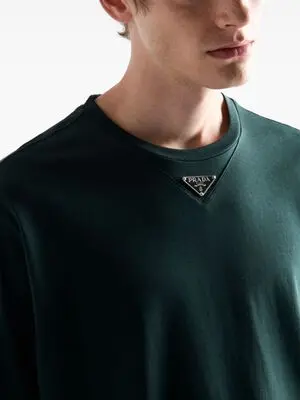 Prada Triangle Logo Cotton T-shirt - Green