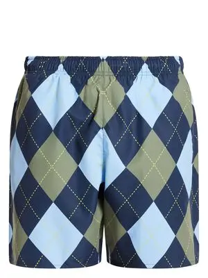 Lacoste Argyle-print Swim Shorts - Blue