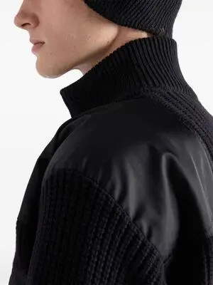 Prada Zip-up Ribbed Knit Cardigan