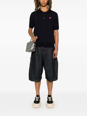 Play Comme Des Garcon Heart-patch Cardigan - Blue