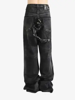 THUG CLUB Distressed Wide-leg Jeans - Black