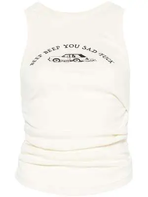 ACHILLES ION GABRIEL Ruched Tank Top - White